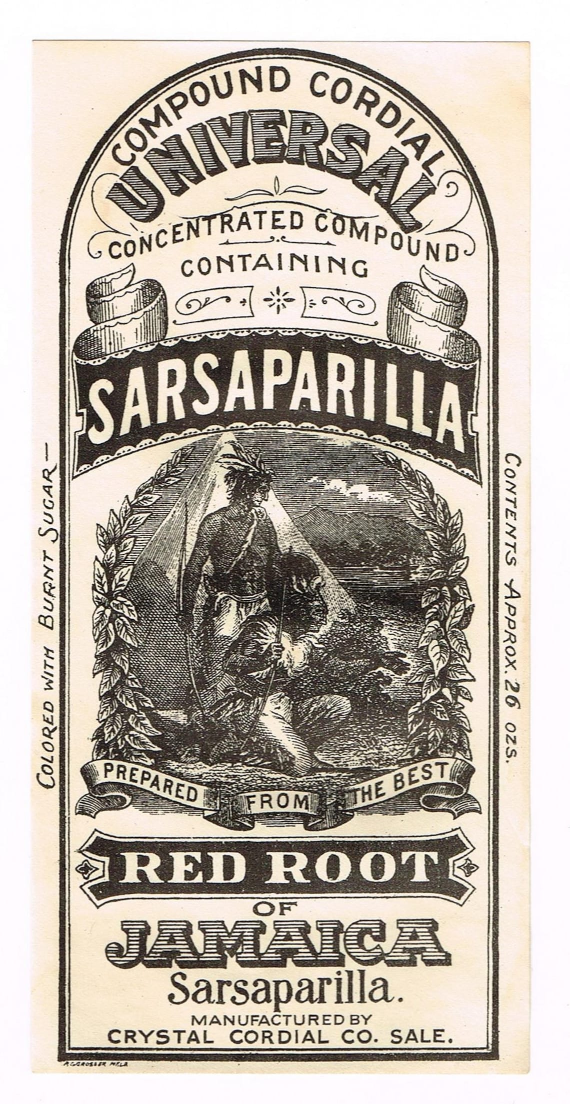 Original Vintage Quack Medicine Bottle Label C1880s Red Root of Jamaica ...