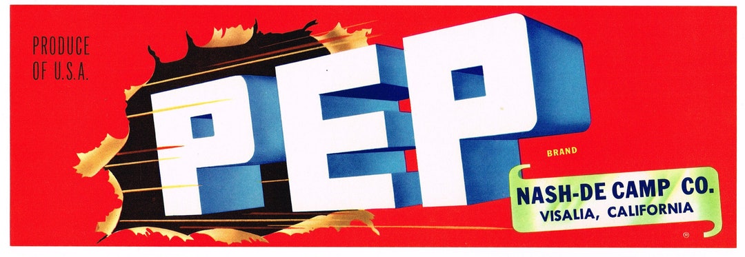 Original Vintage Grape Crate Label 1950s Pep Visalia California ...