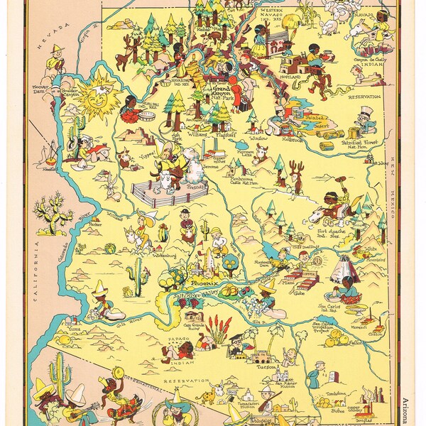 Cartoon Map - Etsy