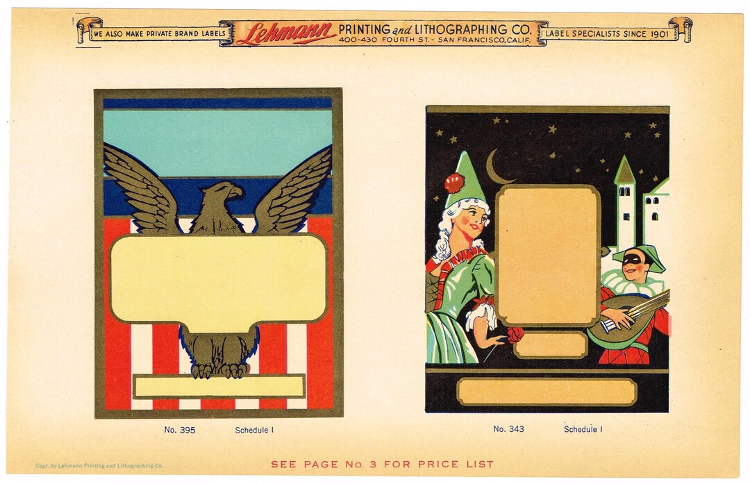 Original Vintage 1938 Salesman Sample Lehmann Printing San Francisco ...