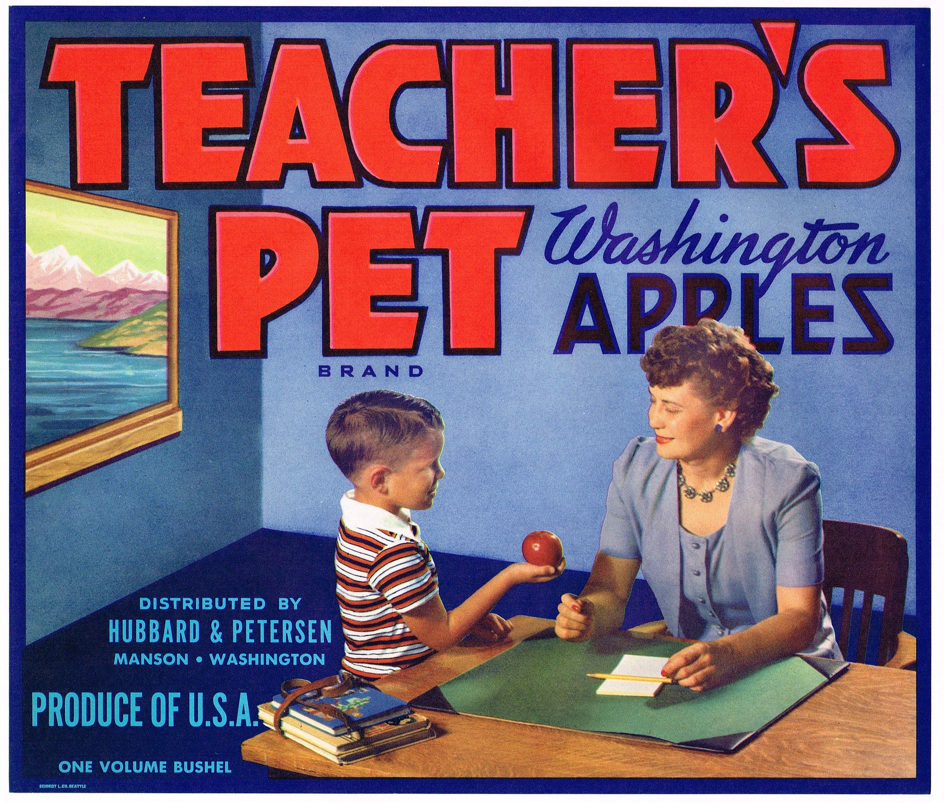 Original Vintage Apple Crate Label 1950s Teachers Pet Manson Washington ...