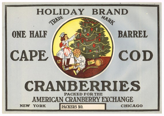 Original Cranberry advertising label 1930's vintage | Etsy