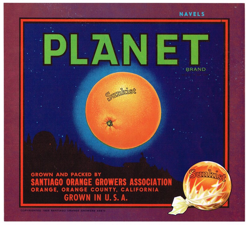 Original Vintage Citrus Crate Label 1930s Planet Astronomy - Etsy