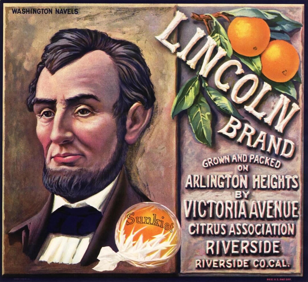 Original Vintage Orange Citrus Crate Label C1940 President Abraham ...