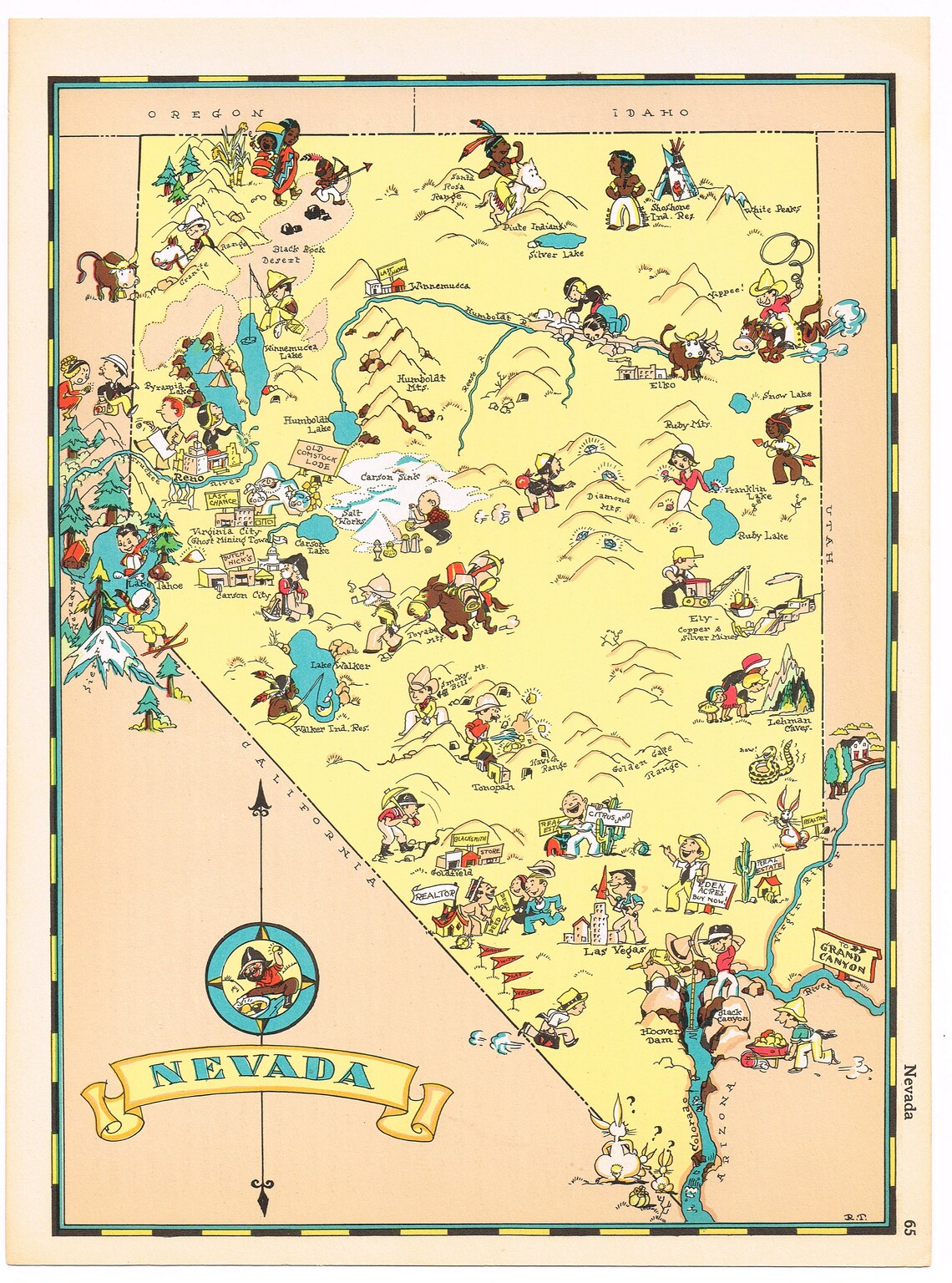 Original Scarce Vintage Ruth Taylor Map Cartoon Pictorial 1935 - Etsy