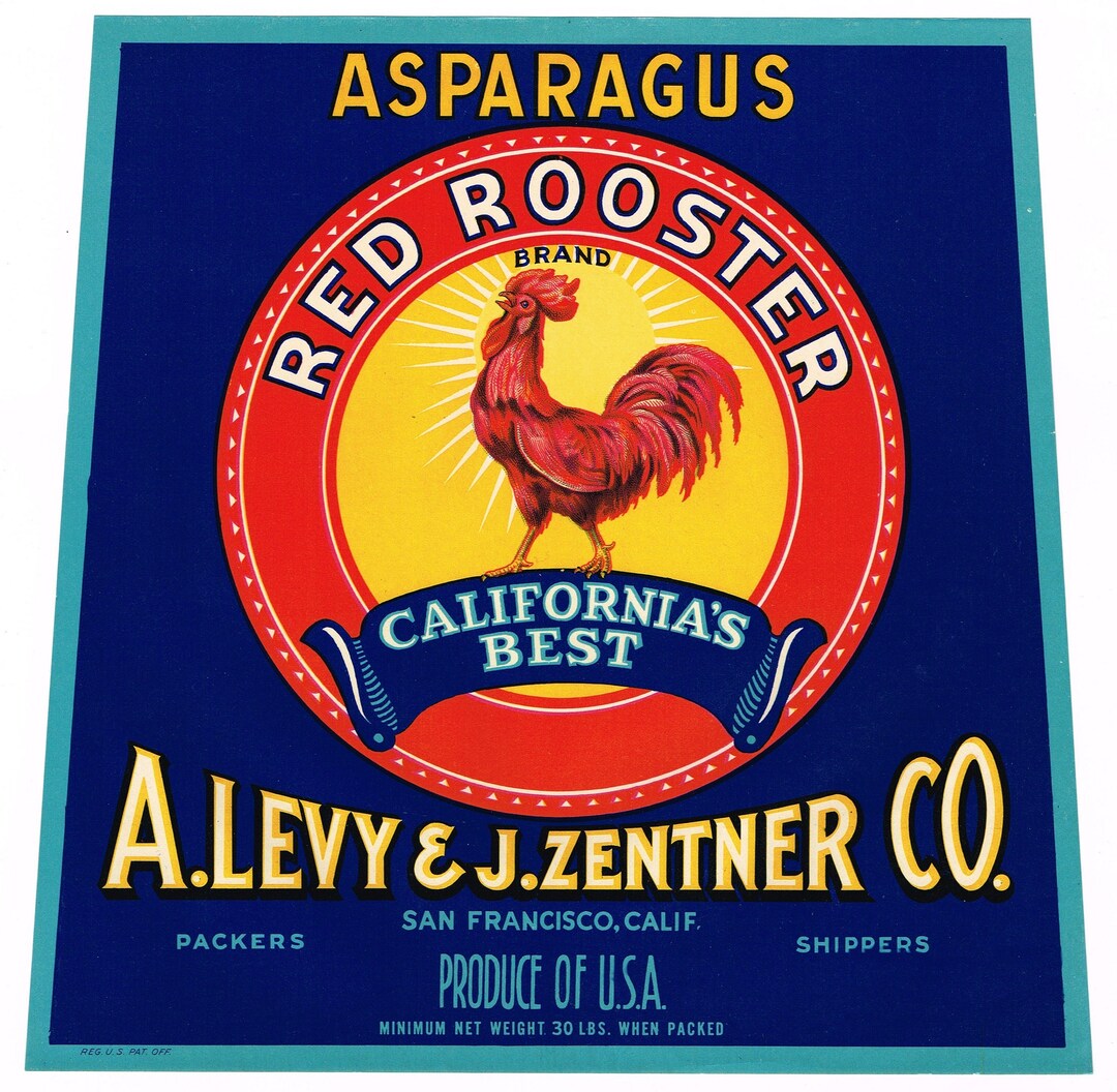 Original Vintage Vegetable Crate Label Older Version 1950s Asparagus ...