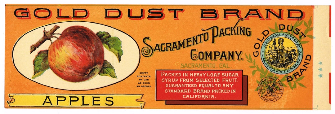 Original Vintage Tin Can Label 1910s Gold Dust Sacramento Typography ...