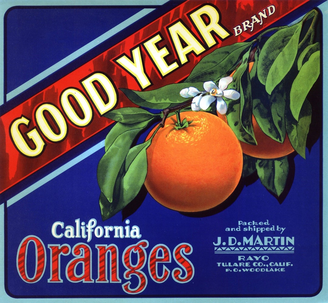 Original Vintage Orange Citrus Crate Label 1940s Good Year Rayo ...