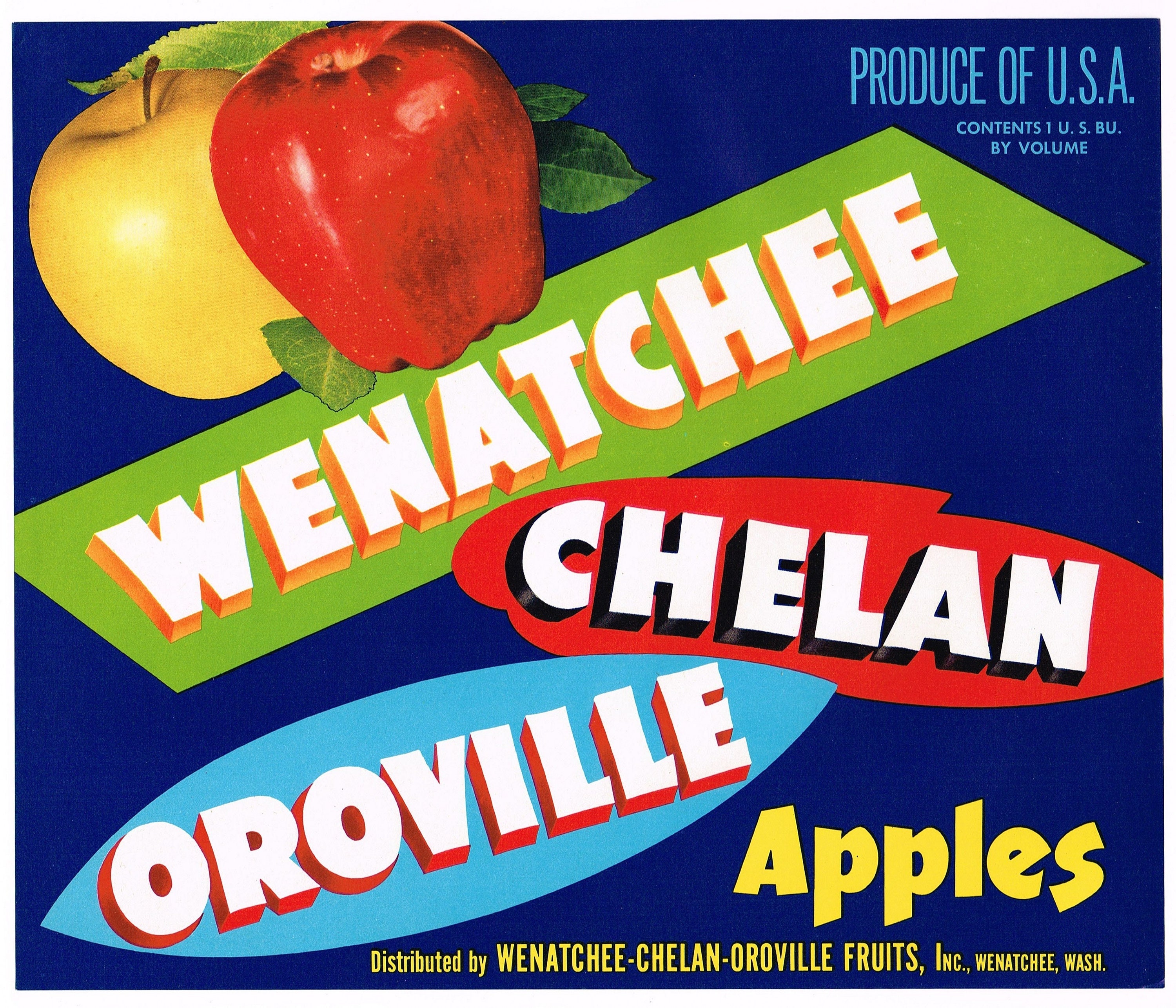 Original Vintage Apple Crate Label 1950s Wenatchee Chelan Oroville ...