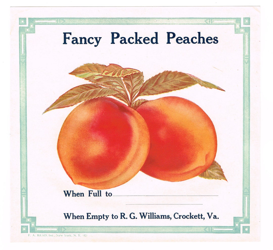 Original Vintage Peach Crate Label C1920s Crockett Virginia R.G ...