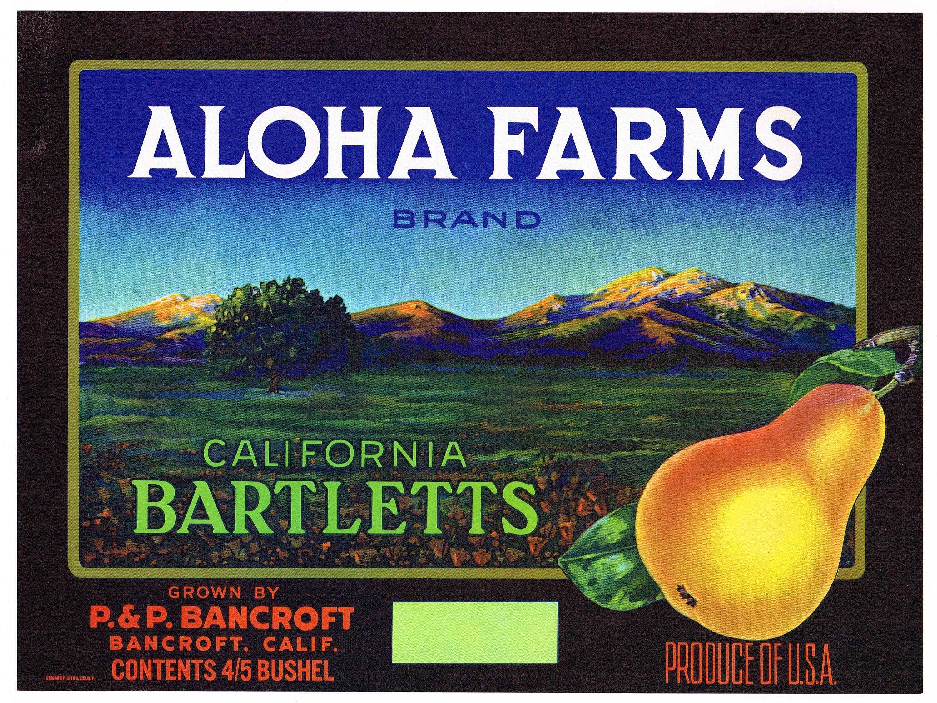 Original Vintage Pear Crate Label 1930s Bancroft Contra Costa County ...