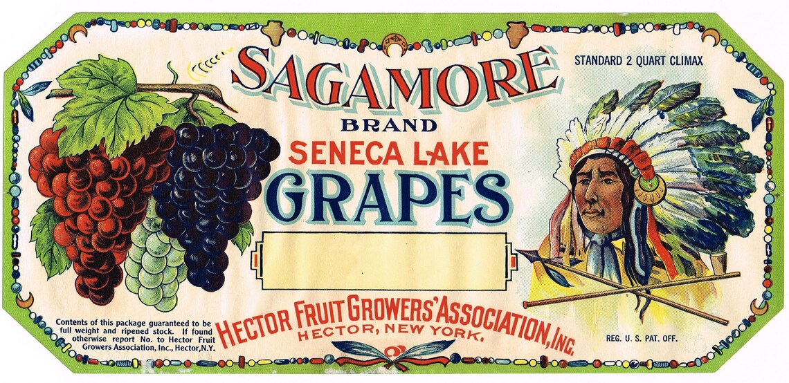 Original Vintage Grape Crate Label C1900 New York Antique Sagamore ...