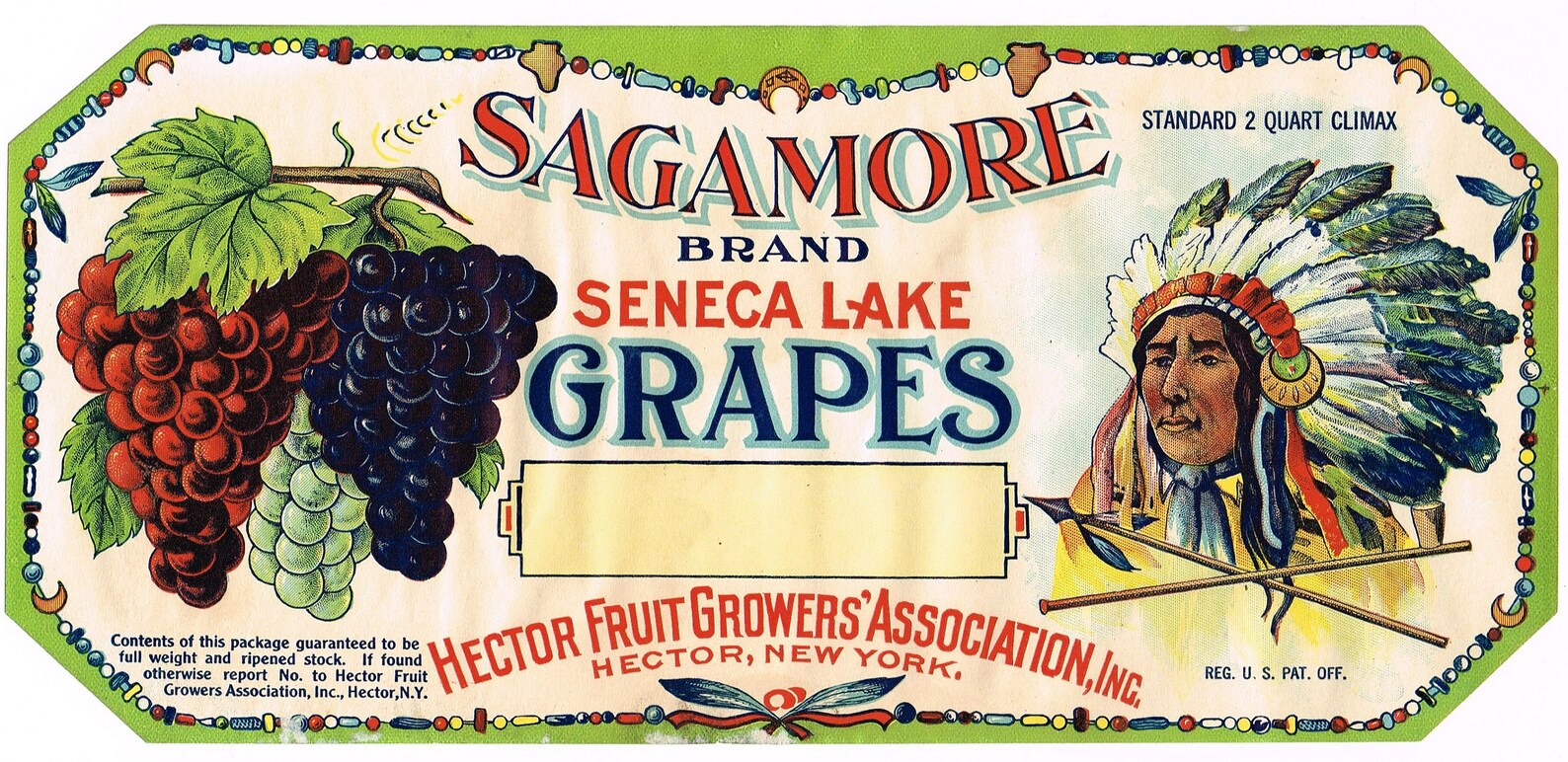 Original Vintage Grape Crate Label C1900 New York Antique Sagamore ...