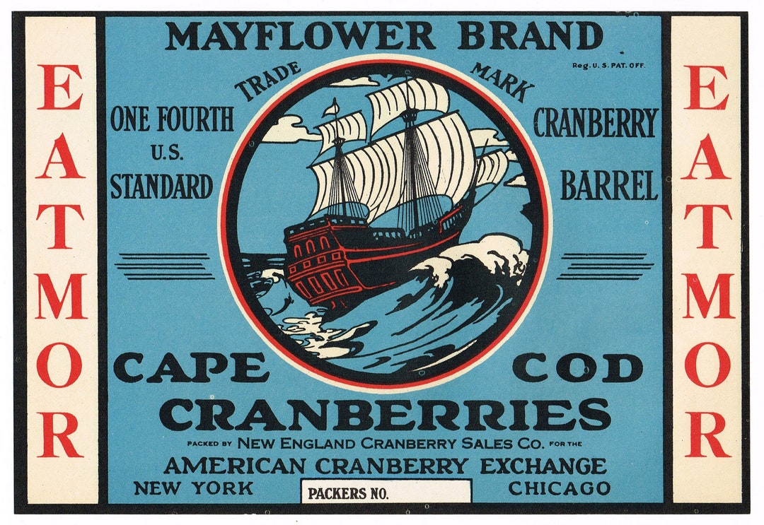 Original Cranberry Advertising Label 1930's Vintage Mayflower Brand ...