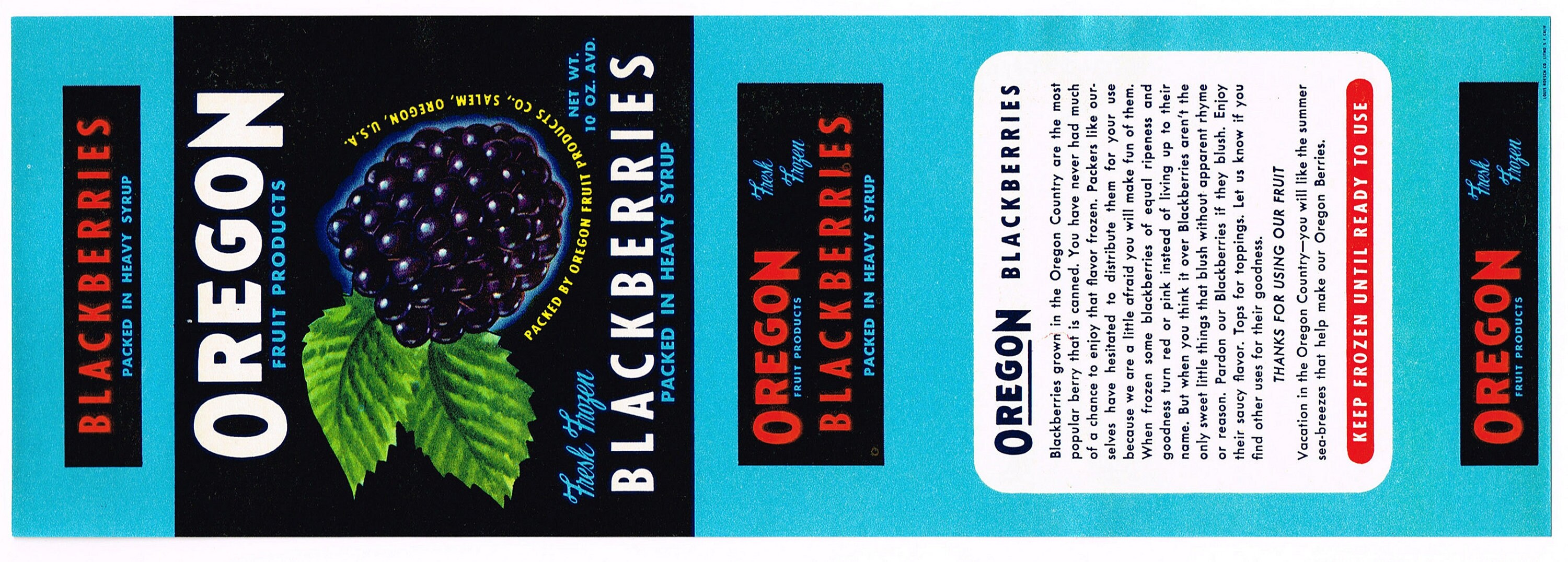 Original Vintage Tin Can Label 1950s Oregon Blackberry Blackberries ...