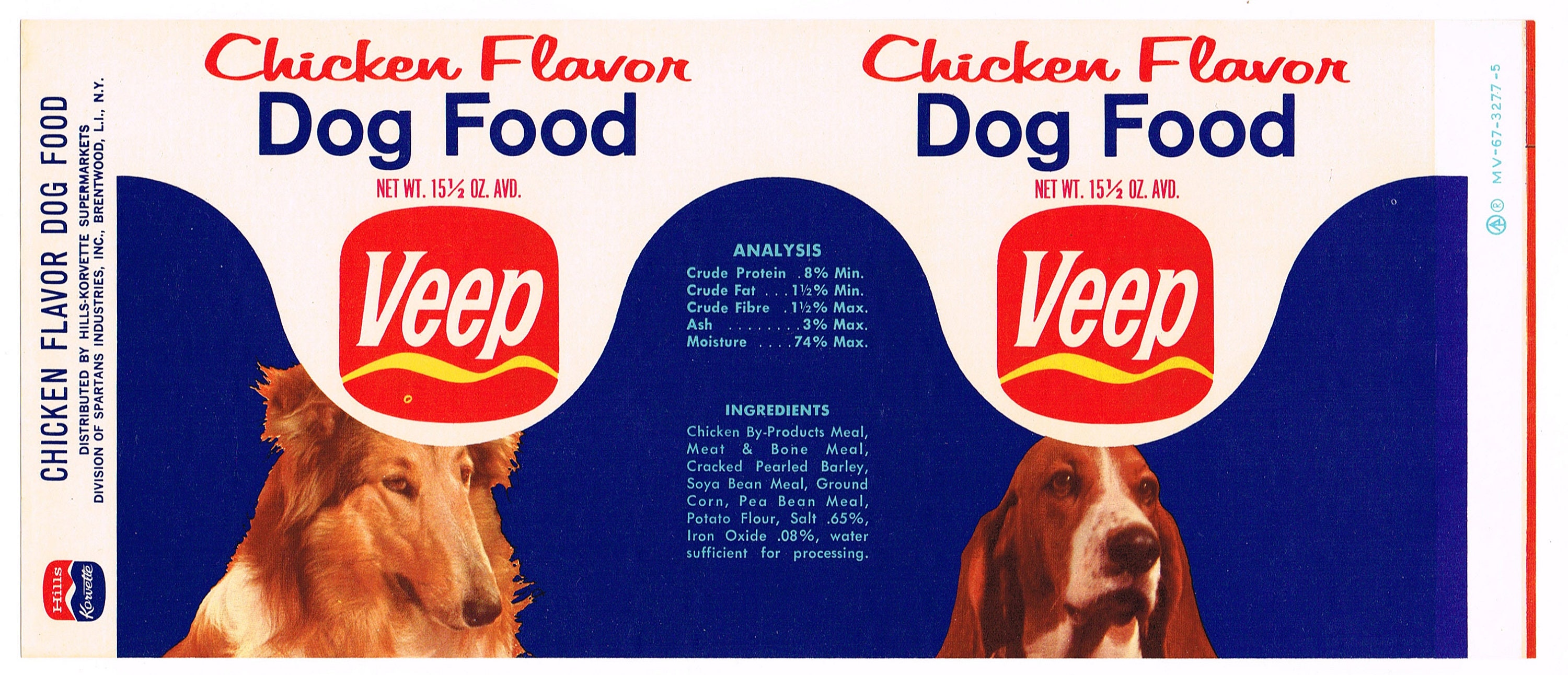 Original Vintage Tin Can Label 1960s Veep Dog Food Brentwood Long ...