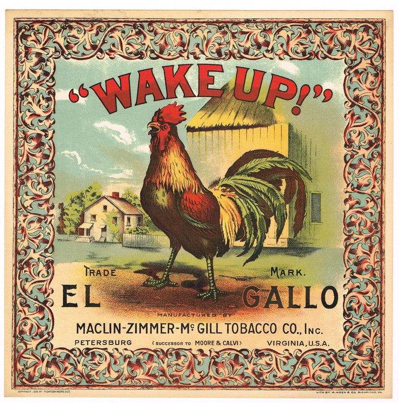 Original Antique Tobacco Crate Label 1880s Stone Lithograph - Etsy