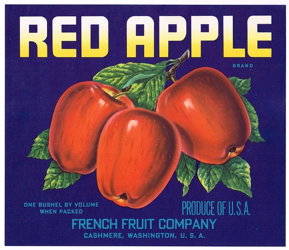 Original Vintage Apple Crate Label 1950s Red Apple Brand - Etsy