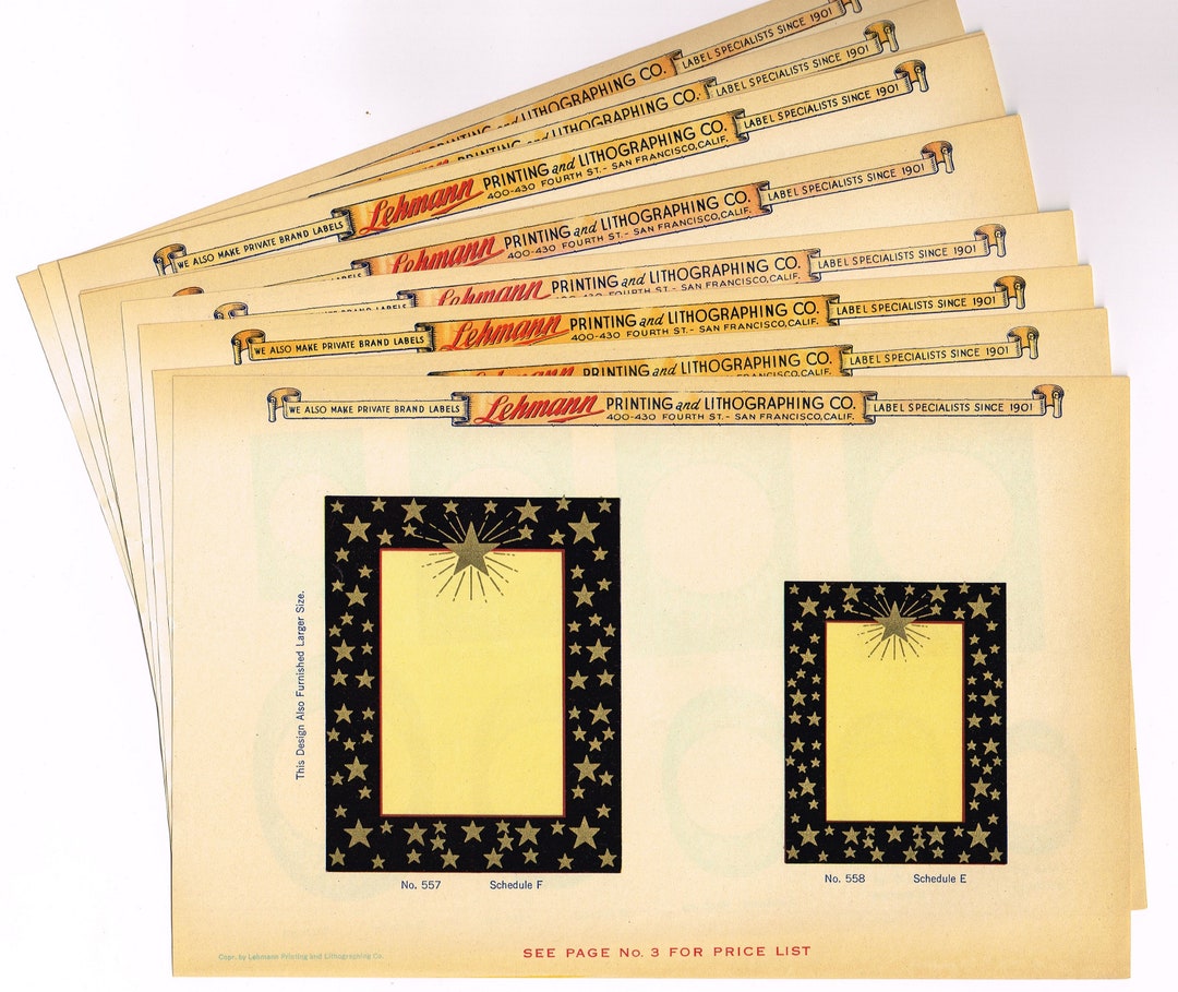 10 Different Original Vintage 1938 Salesman Sample Lehmann Printing San ...