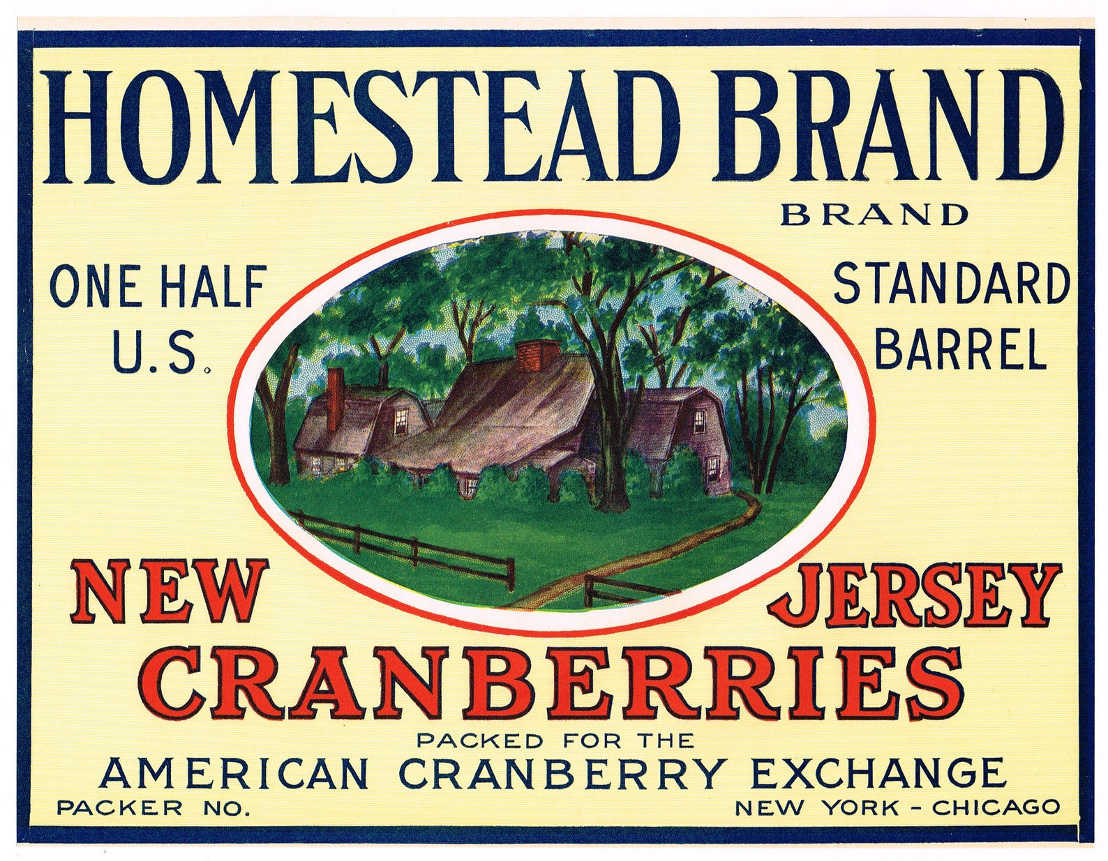 Original Cranberry Advertising Label 1930's Vintage Homestead Country ...