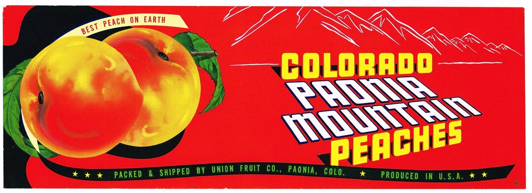 Original Vintage Peaches Crate Label C1950s Paonia Mountain Peaches ...