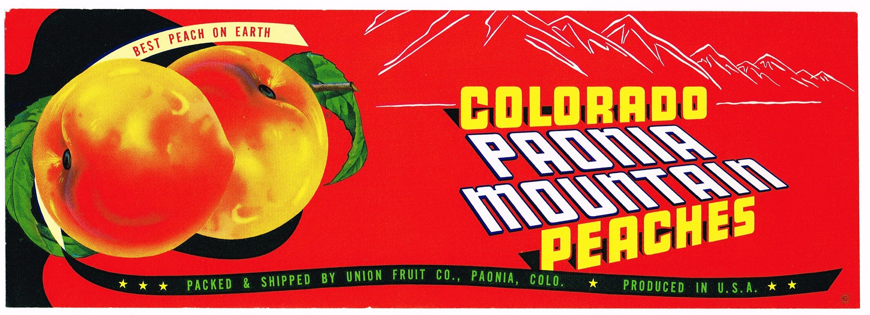 Original Vintage Peaches Crate Label C1950s Paonia Mountain Peaches ...