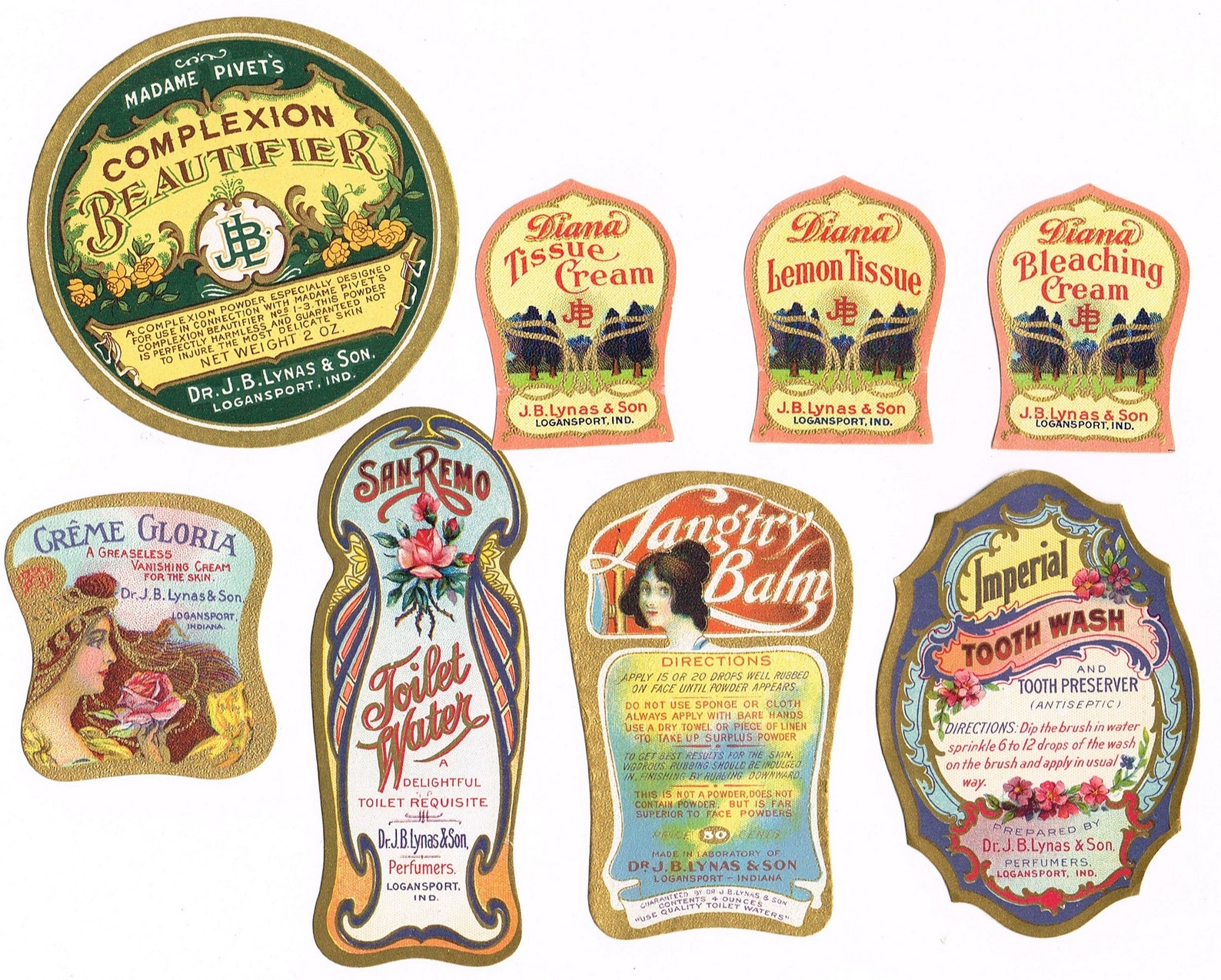 Original Vintage Bottle Label 1920s Cosmetic Bottle Labels Art Nouveau ...