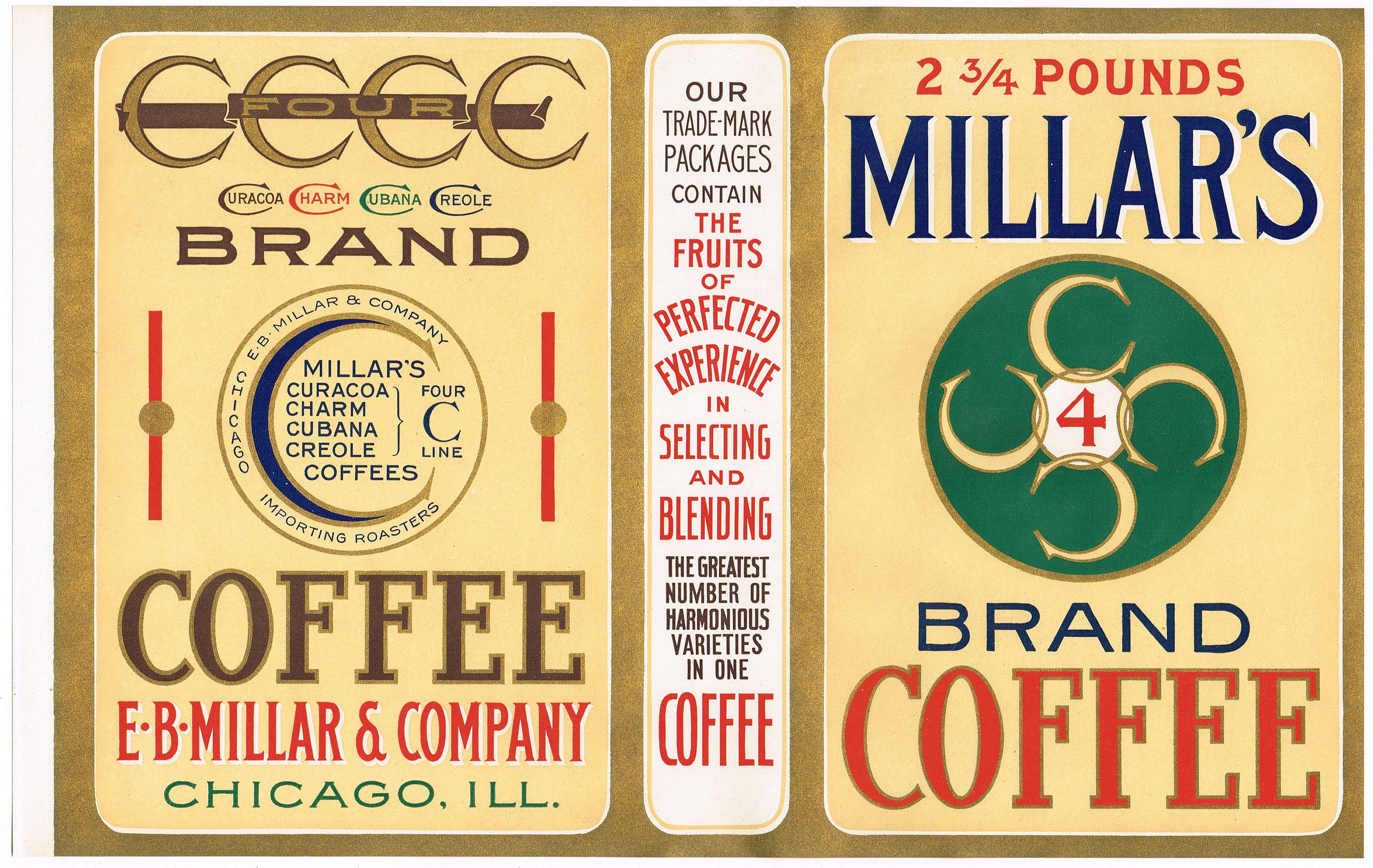 Original Vintage Tin Can Label 1930s Millar's 4 C's Brand Chicago ...
