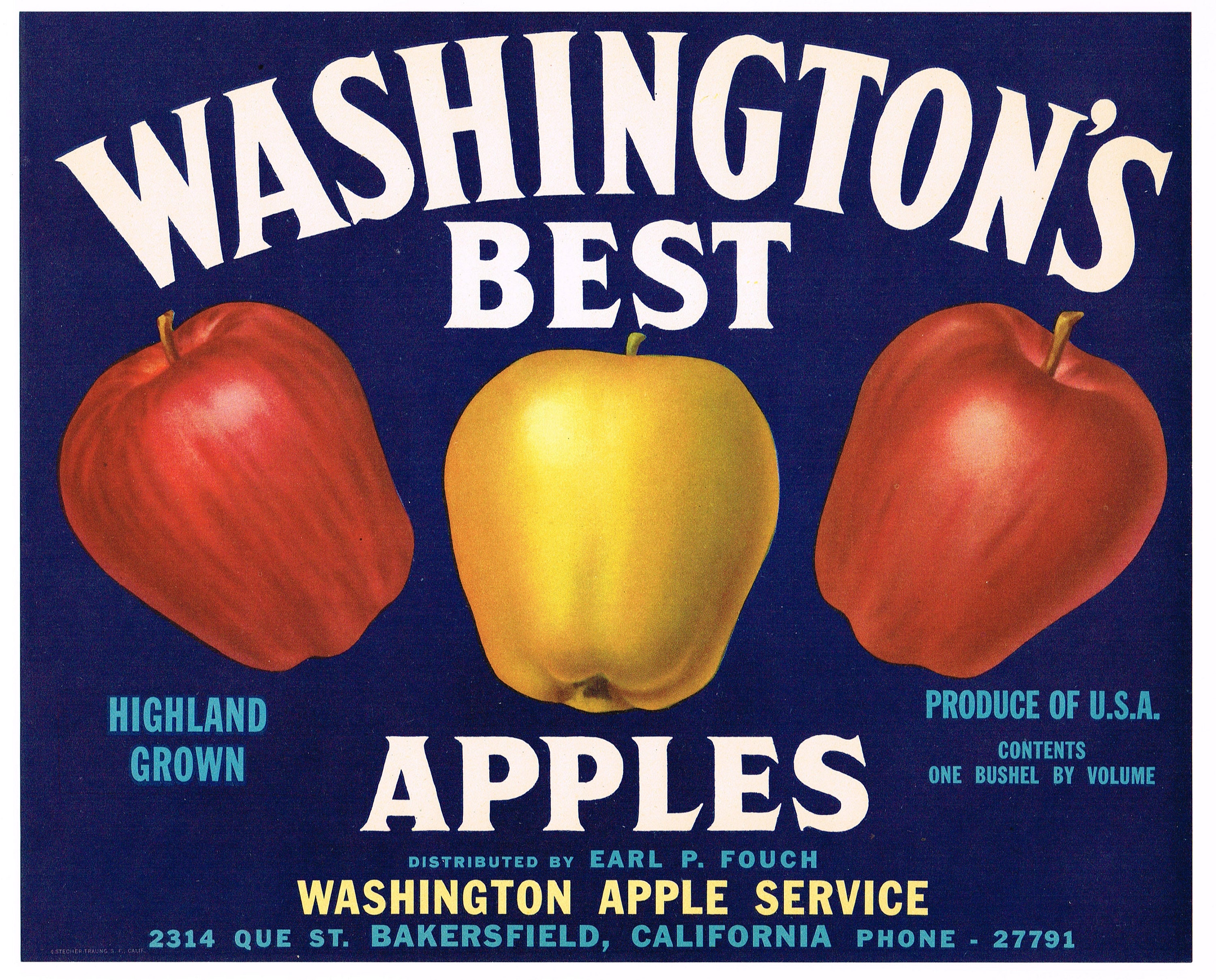 Original Vintage Apple Crate Label 1950s Bakersfield California ...