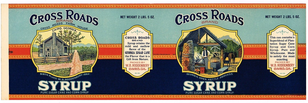 Original Vintage Tin Can Label 1920s Cross Roads Cairo Georgia Robert ...