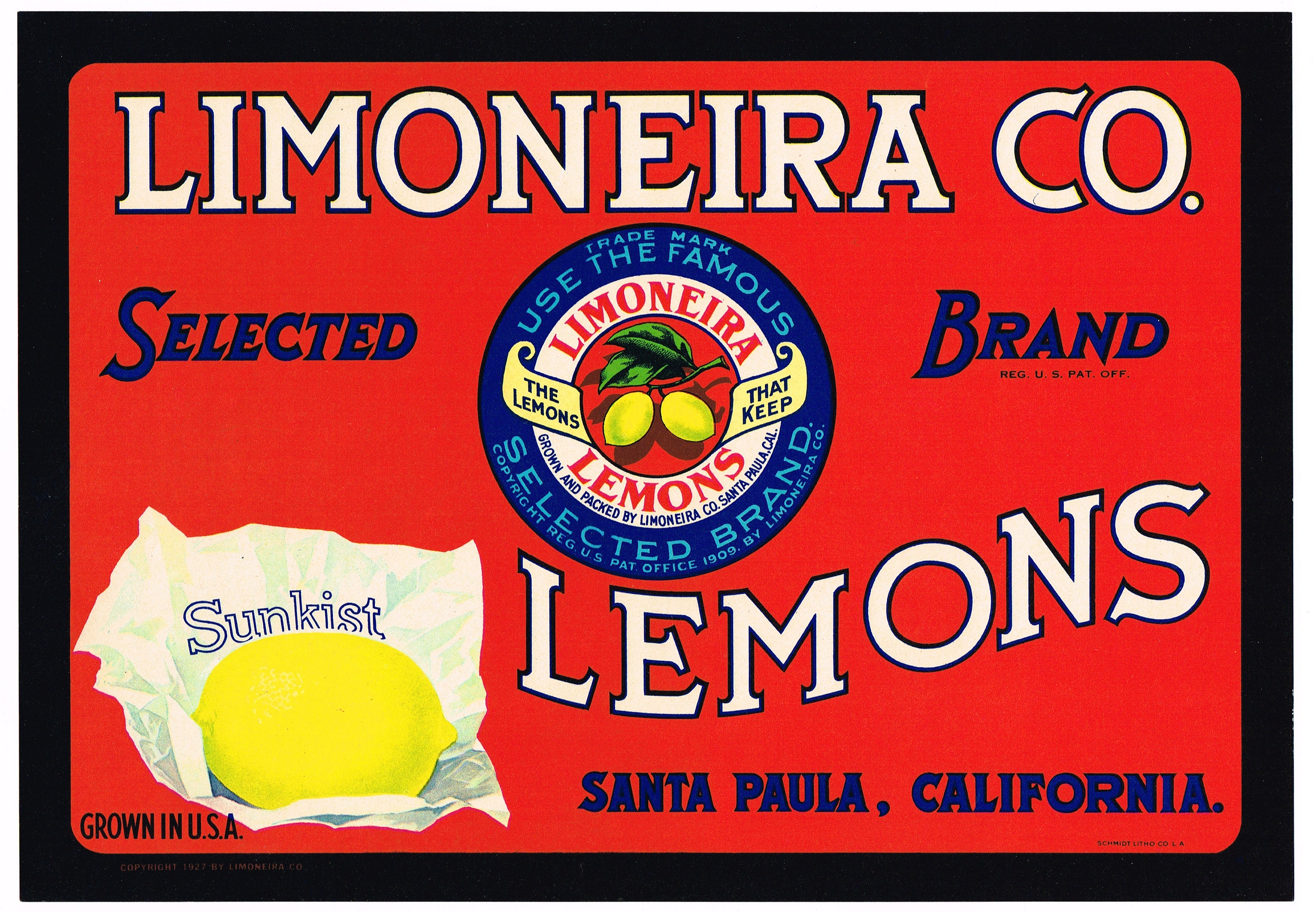 Original Lemon Crate Label Ventura County California 1930s Vintage ...