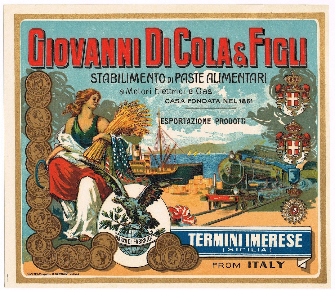 Original Vintage Crate Label 1910s Macaroni Case Italian American ...