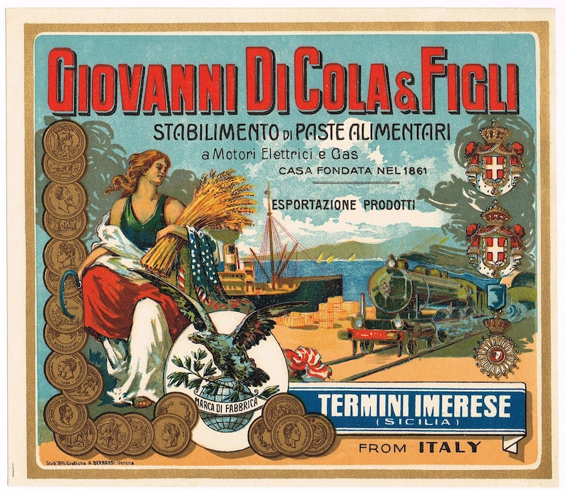 Original Vintage Crate Label 1910s Macaroni Case Italian American ...