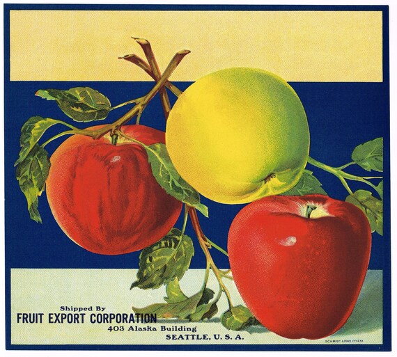 Original Vintage Apple Crate Label 1920s Fruit Export - Etsy