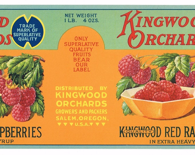 Original Vintage Tin Can Label 1930s Oregon Fruit Salem Kingwood ...