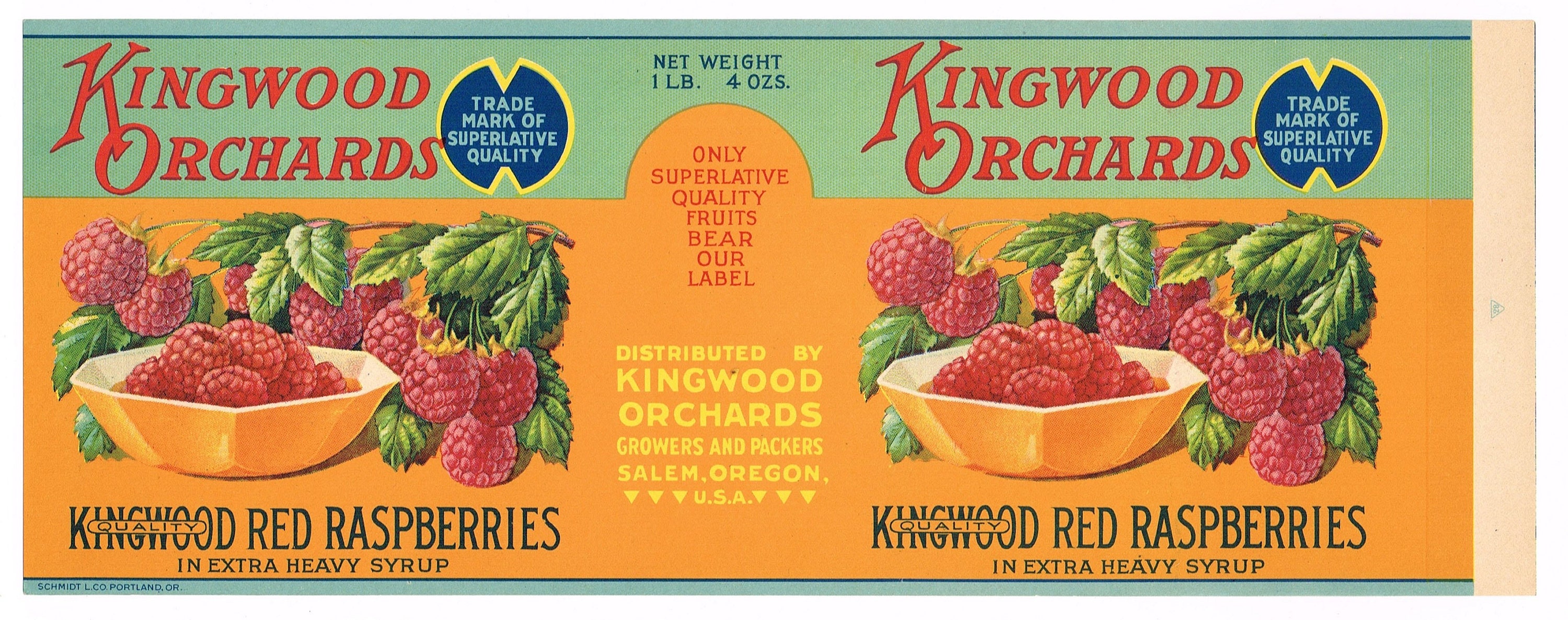 Original Vintage Tin Can Label 1930s Oregon Fruit Salem Kingwood ...