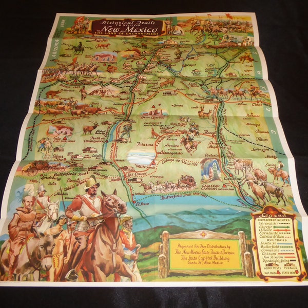 Cartoon Map of New Mexico - Etsy