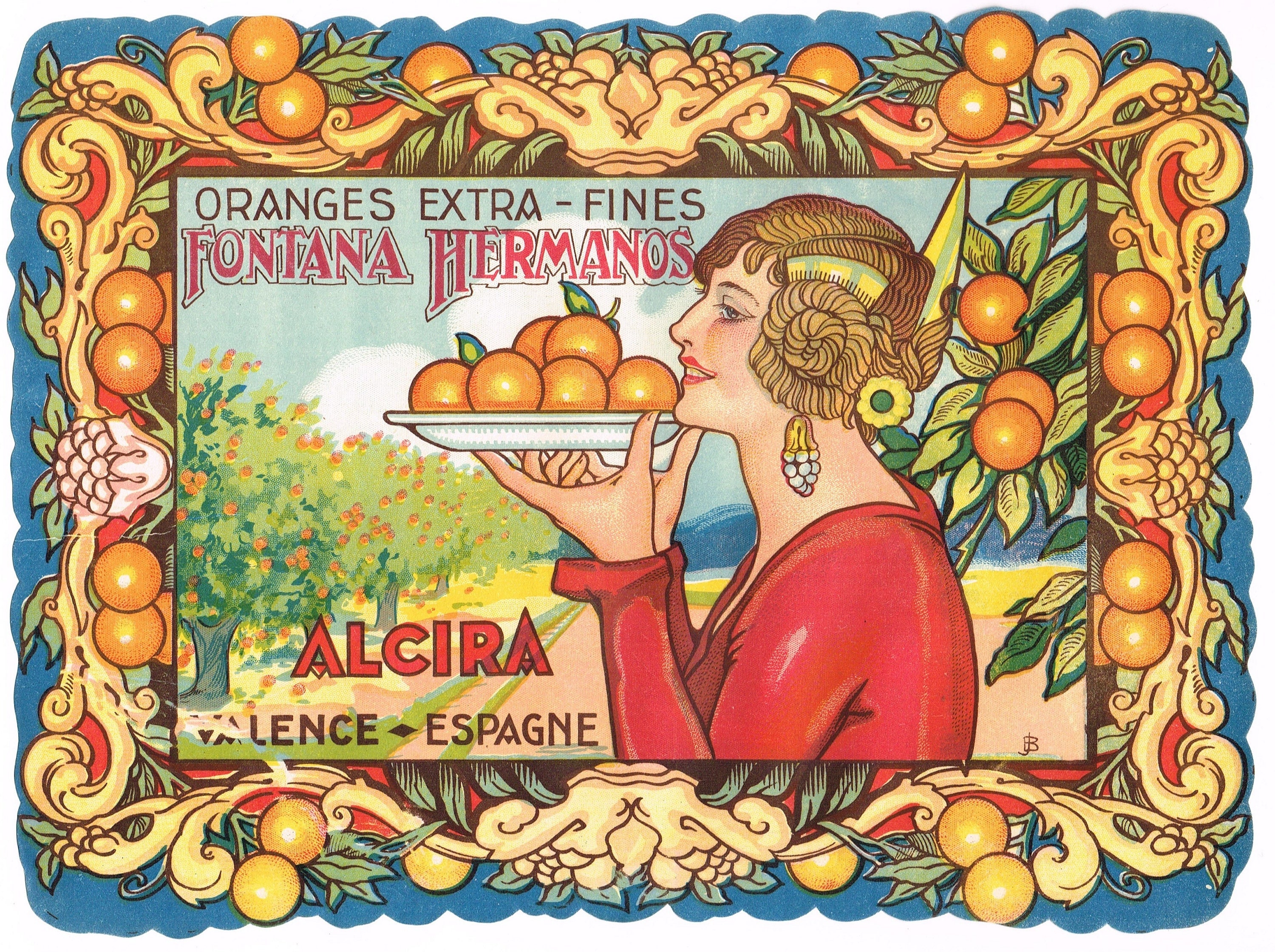 Original Vintage Spanish Citrus Crate Label 1930s Spain Scarce Fontana ...