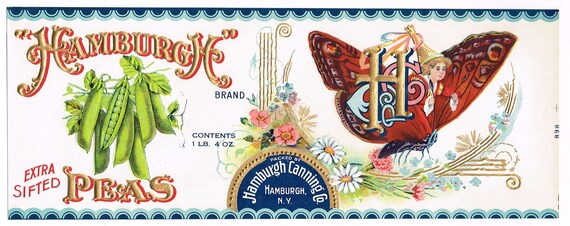 Original Vintage Tin Can Label C1915 Incredible Hamburgh New - Etsy