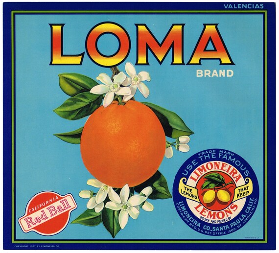 Original Vintage Citrus Crate Label 1940s Limoneira Company | Etsy