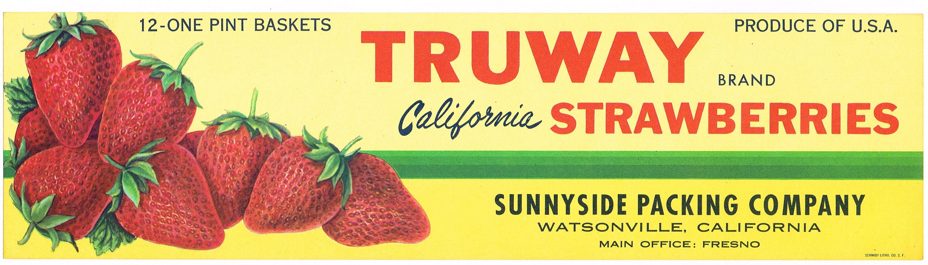 Original Vintage Strawberry Crate Label 1950s Truway Watsonville ...