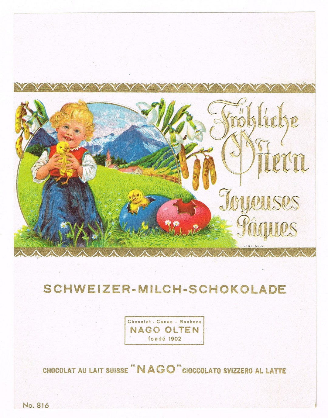 Original Vintage Antique Product Label C1950s German Chocolate Box ...