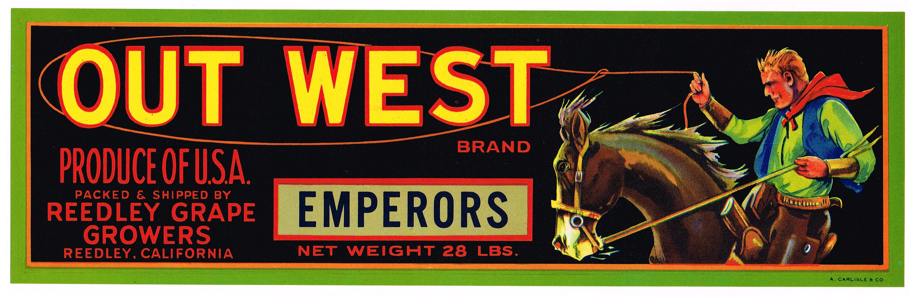 Original Vintage Grape Crate Label 1950s Out West Reedley California ...