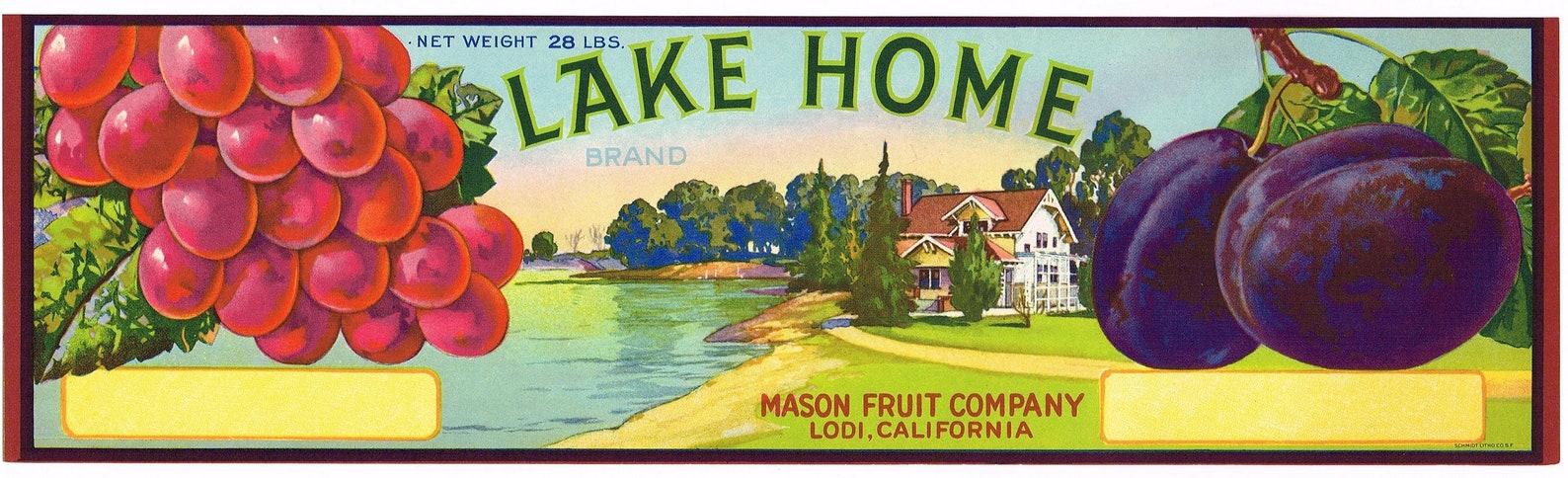 Original Vintage Grape Crate Label 1930s California Lake Home Lodi ...