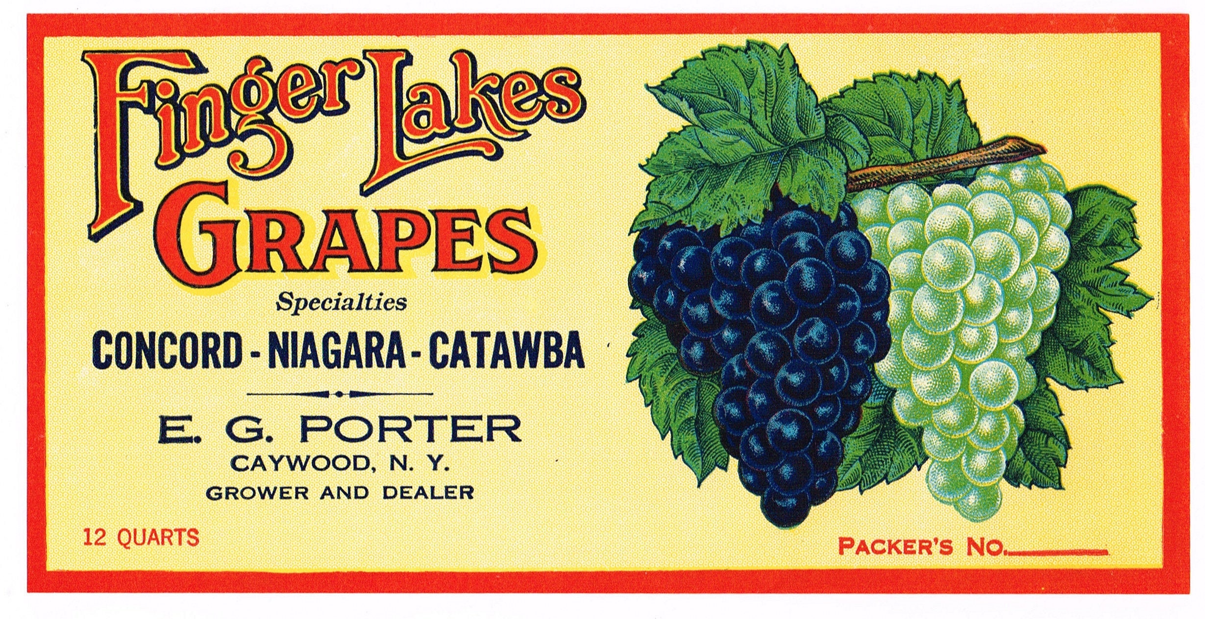 Original Vintage Grape Crate Label C1910 Caywood New York Antique ...