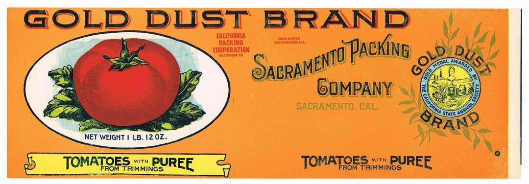 Original Vintage Tin Can Label 1910s Gold Dust Sacramento Typography ...