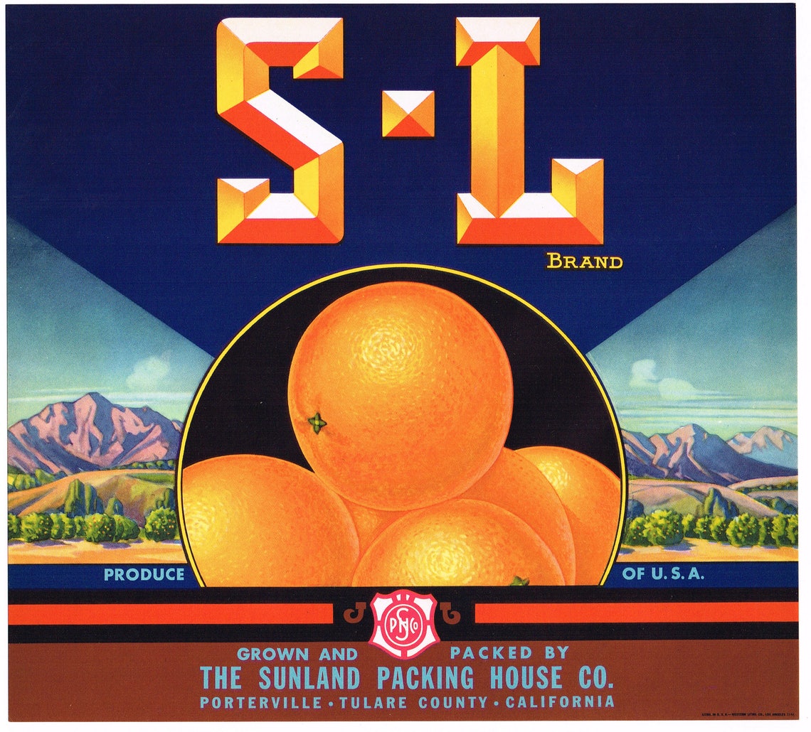 Original vintage citrus crate label 1930s S-L Brand | Etsy