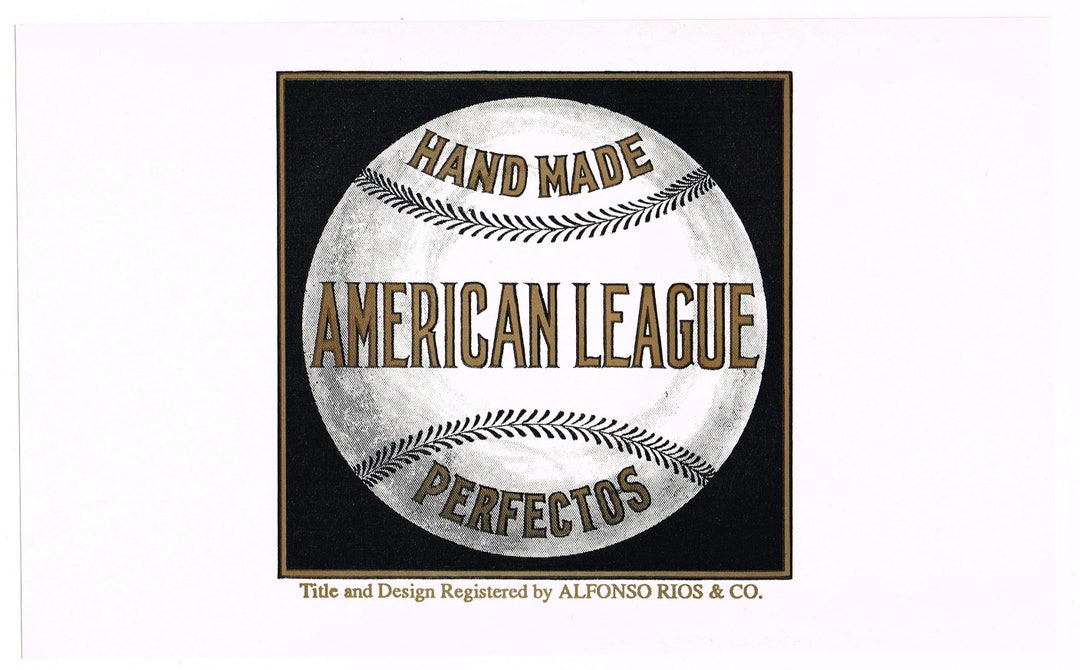 Original Vintage Cigar Box Label C1930s American League Baseball Brand ...
