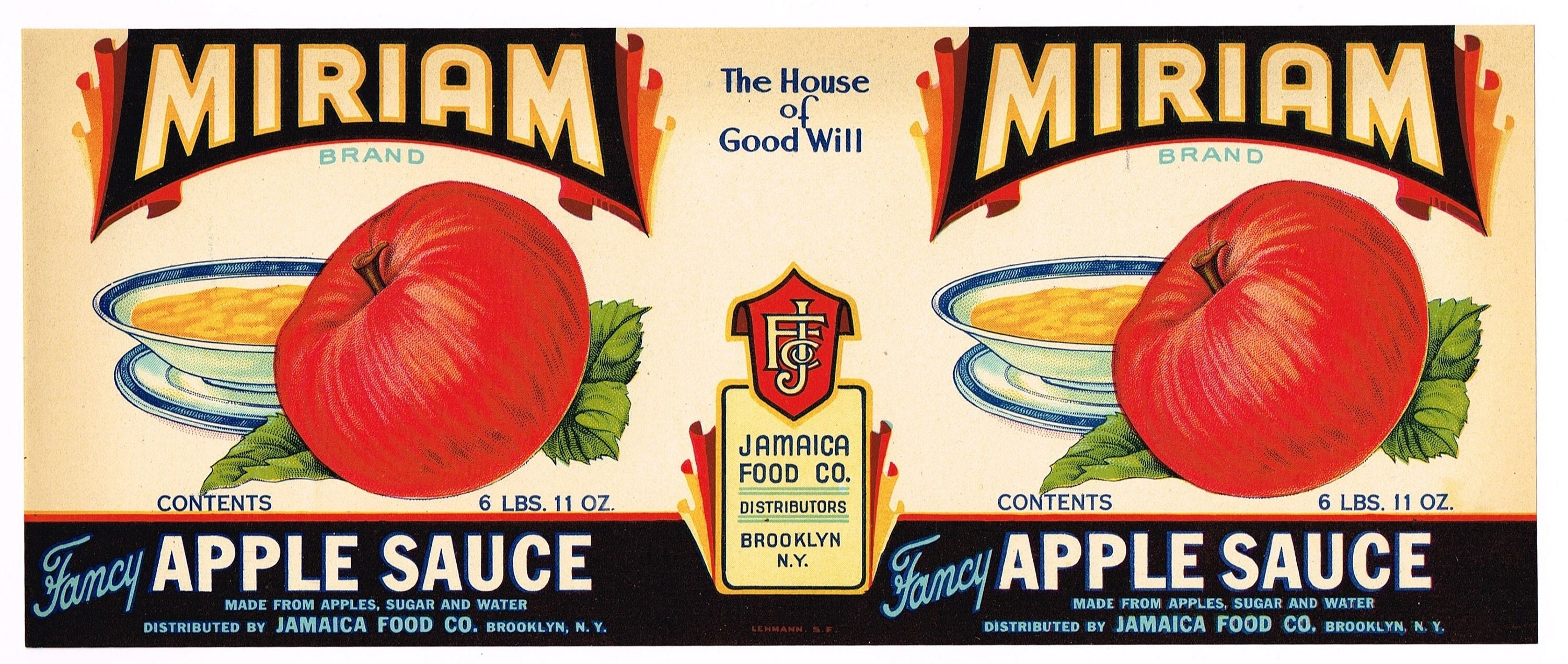 Original Vintage Tin Can Label 1930s Miriam Brand Brooklyn New York ...