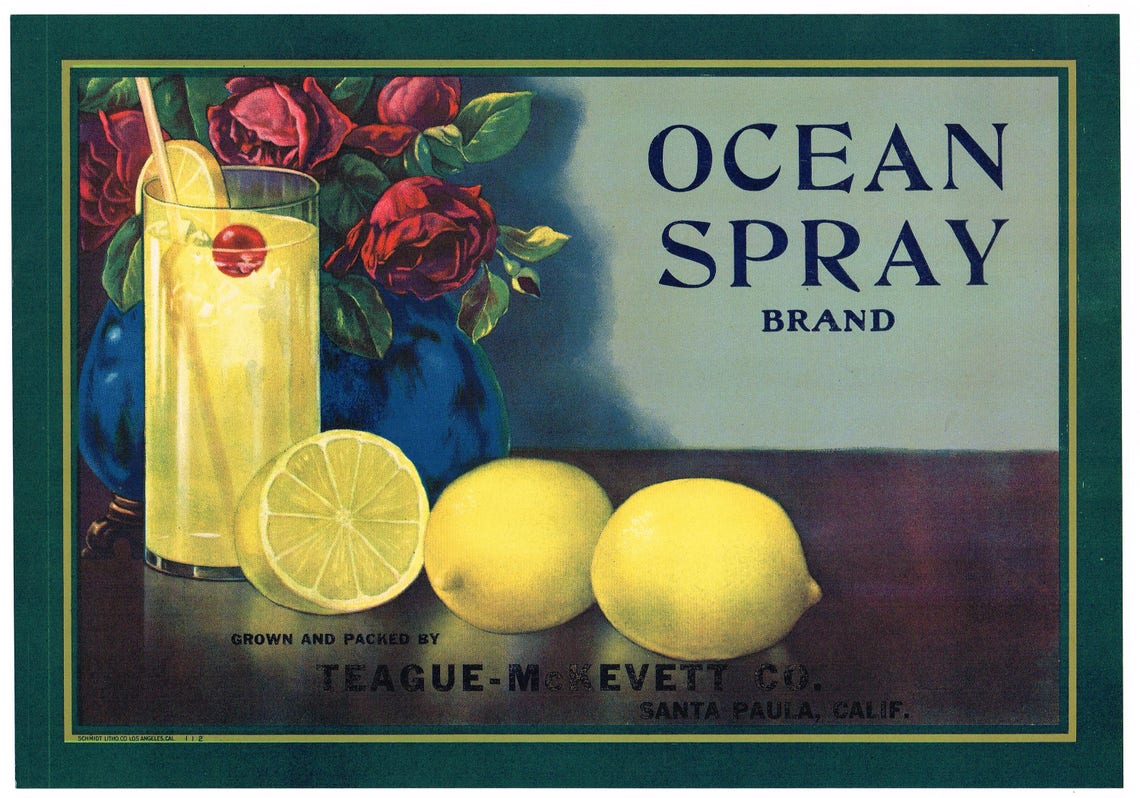 Original Lemon Crate Label Ventura County California 1930s Vintage ...